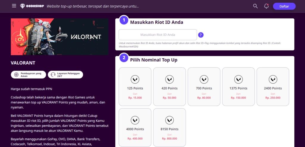 Cara Top Up Codashop Valorant Mudah dan Praktis